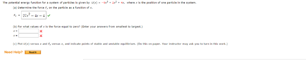 Solved The potential energy function for a system of | Chegg.com