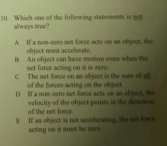 Solved Which one of the following statements is always true? | Chegg.com