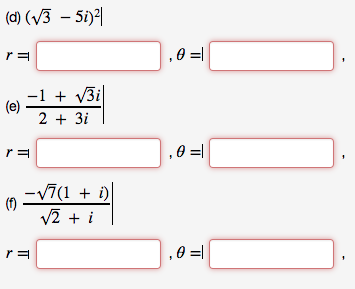 Solved write the following numbers in the polar form rei -n | Chegg.com