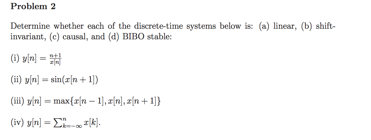Solved Determine whether each of the discrete-time systems | Chegg.com