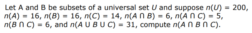 Solved Let A and B be subsets of a universal set U and | Chegg.com