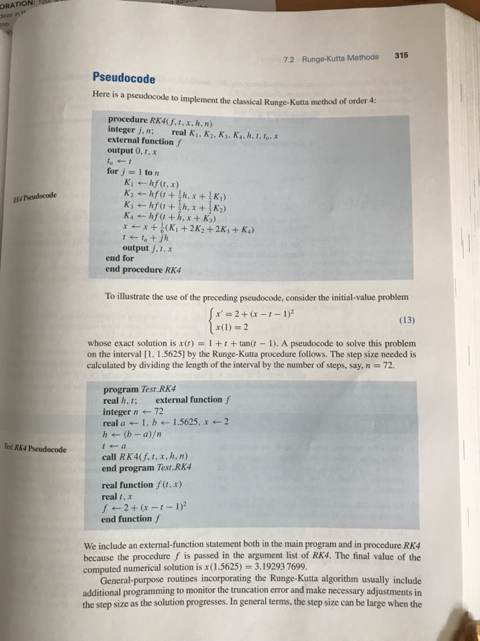 Use The Pseudocode On Page 315 To Write A Matlab