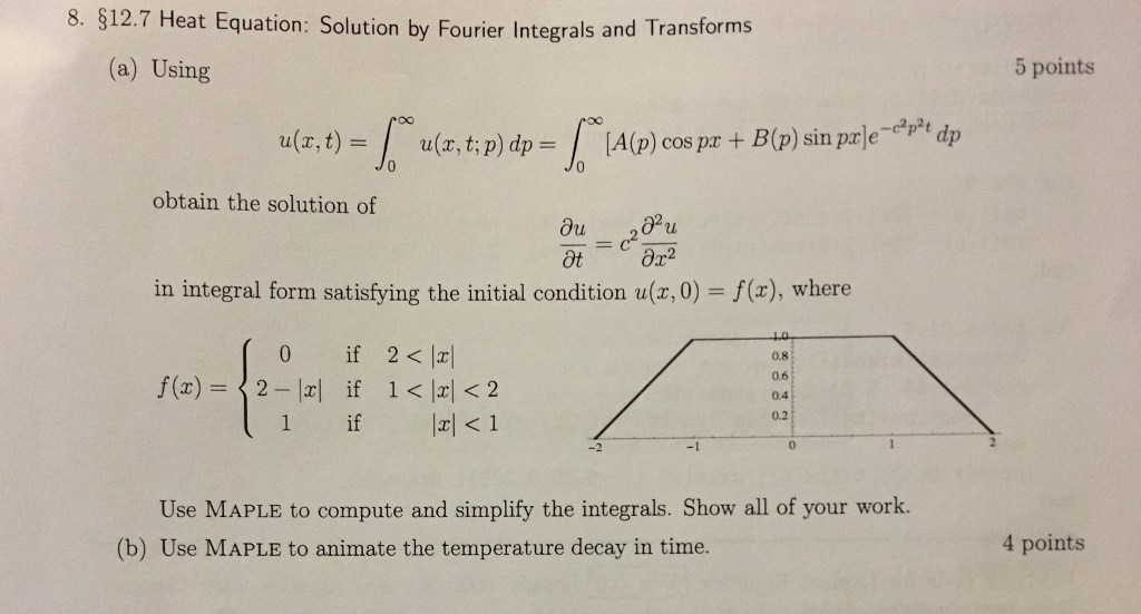 8、 $12.7 Heat Equation: Solution by Fourier Integrals | Chegg.com