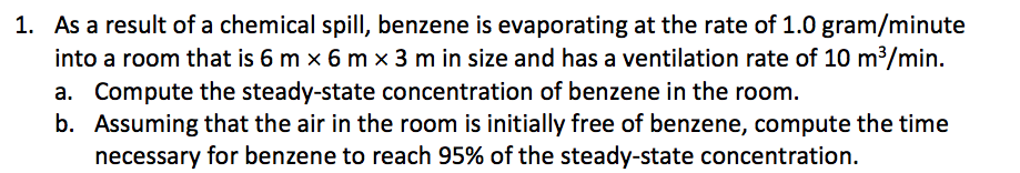 Solved As a result of a chemical spill, benzene is | Chegg.com
