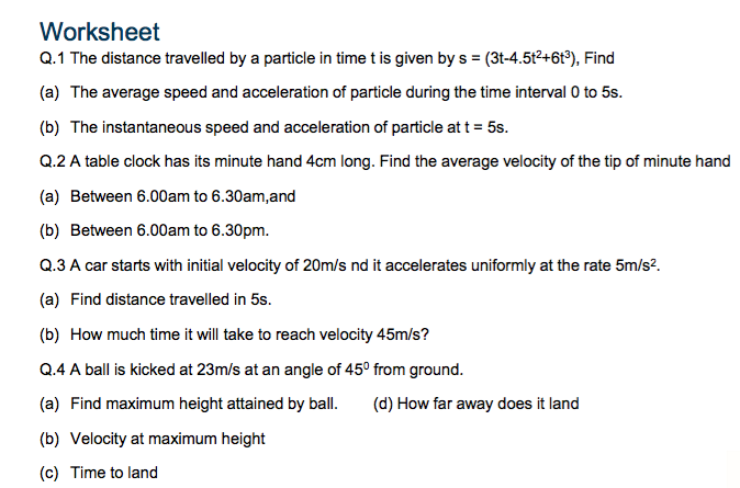 Average Speed Worksheet