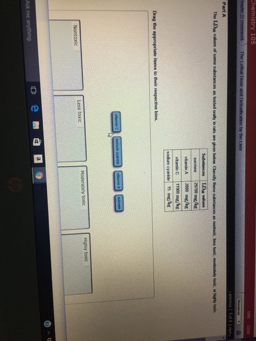 Solved Chemistry 105 The Lethal Dose and Detoxtication by | Chegg.com