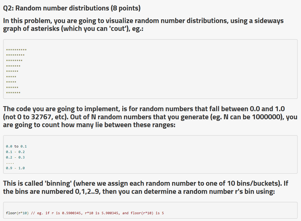 Solved Q2: Random number distributions (8 points) In this | Chegg.com Solved Q2: Random number distributions (8 points) In this | Chegg.com