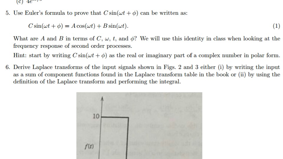 Solved c 4e 5, Use Euler's formula to prove that C sin(wt + | Chegg.com