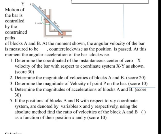 Solved Motion of the bar is controlled by the constrained | Chegg.com