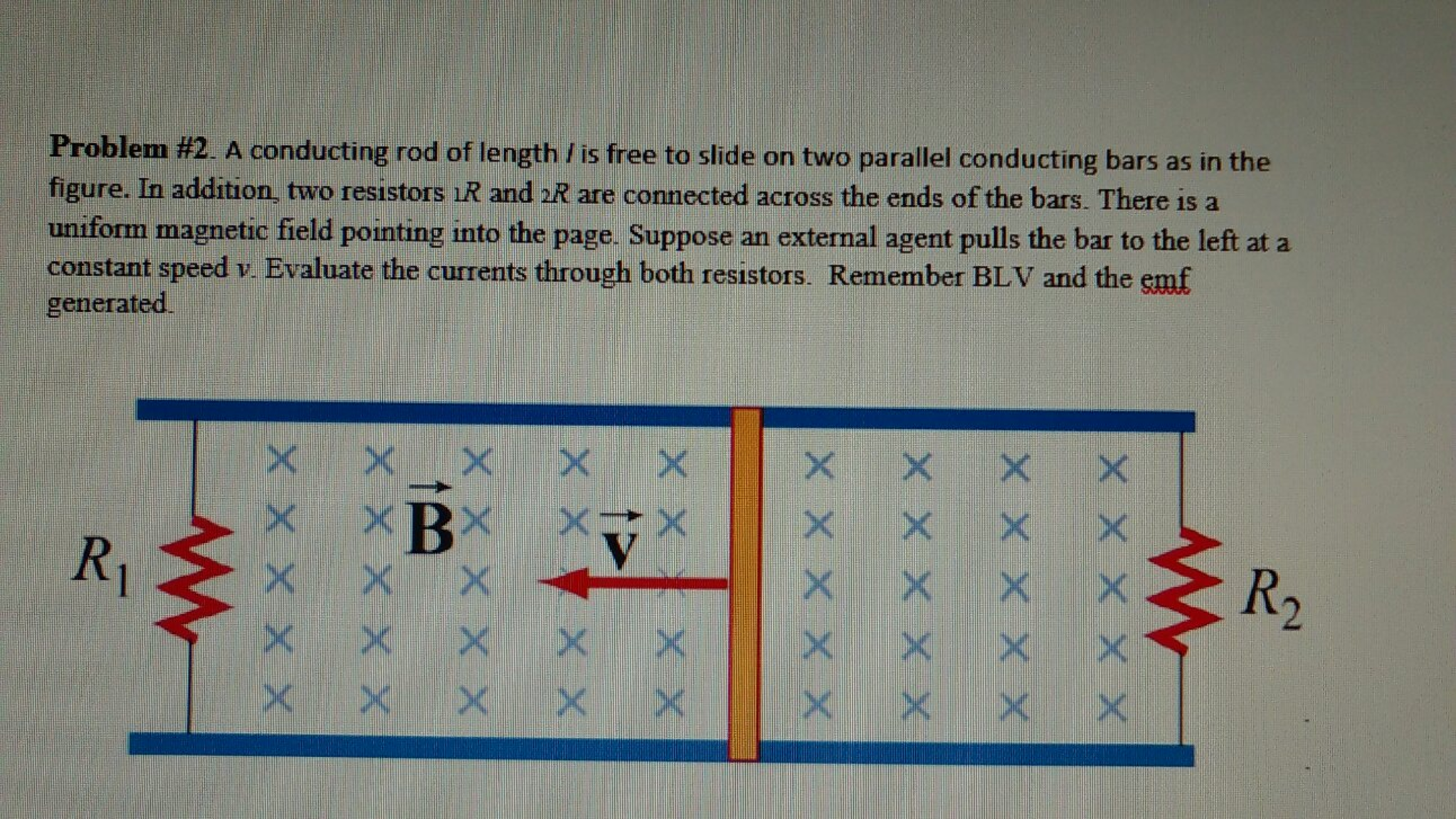 Solved A conducting rod of length l is free to slide on two | Chegg.com