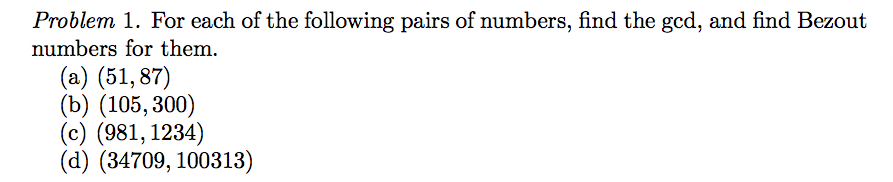 Solved For each of the following pairs of numbers, find the | Chegg.com