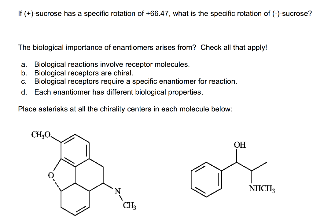 Solved If (+)-sucrose has a specific rotation of +66.47, | Chegg.com