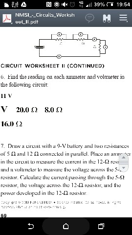 Find the reading on each ammeter and voltmeter in the | Chegg.com