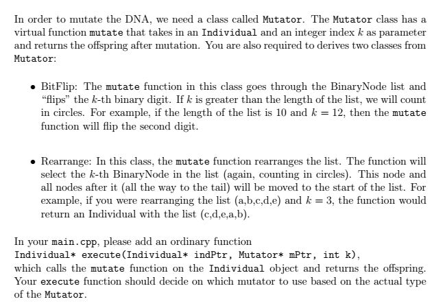we use a class called BinaryNode to represent a gene | Chegg.com