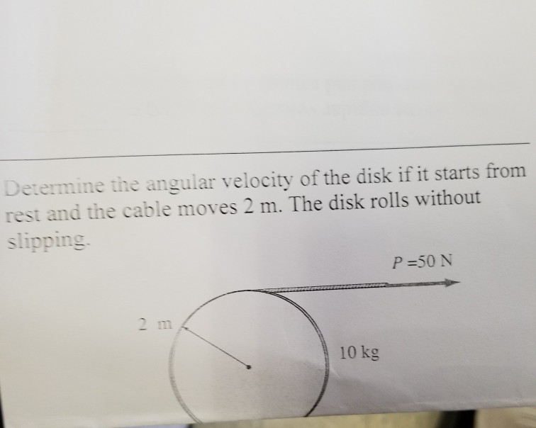 Solved Determine the angular velocity of the disk if it | Chegg.com