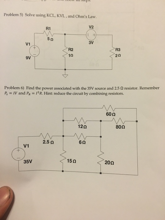 Solved Solve using KCL, KVL, and Ohm's Law. Find the power | Chegg.com