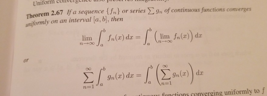 Solved Uniform convergcice m rem 2.67 1f a sequence {fn}or | Chegg.com
