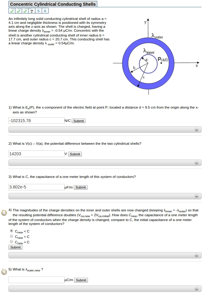 Solved Concentric Cylindrical Conducting Shells An | Chegg.com