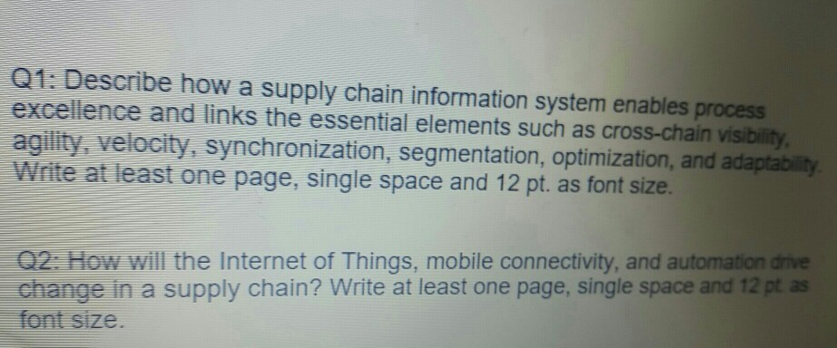 Solved Q1: Describe how a supply chain information system | Chegg.com