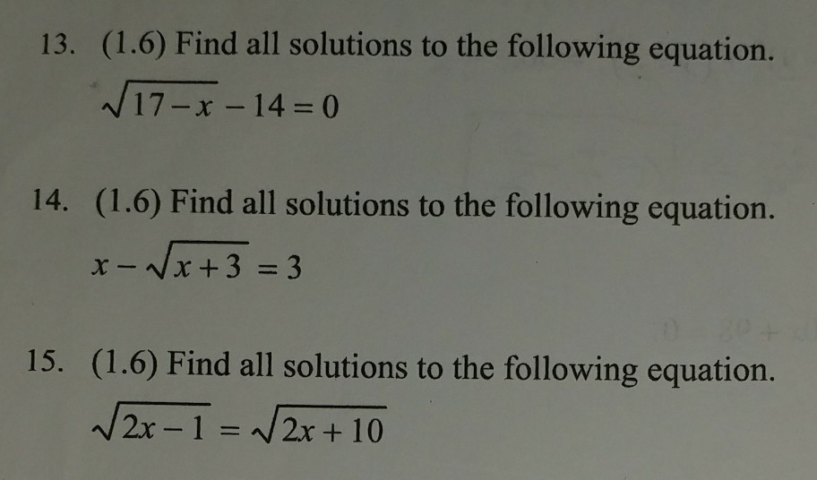 Solved 13. (1.6) Find all solutions to the following | Chegg.com