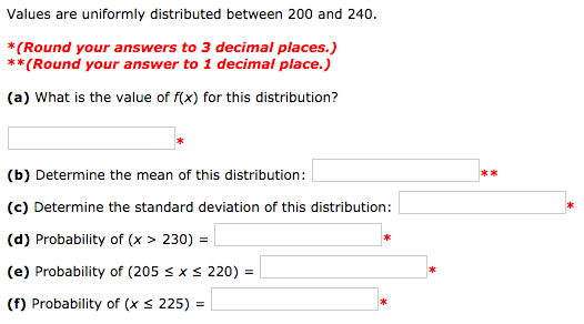 Solved Values are uniformly distributed between 200 and 240 | Chegg.com