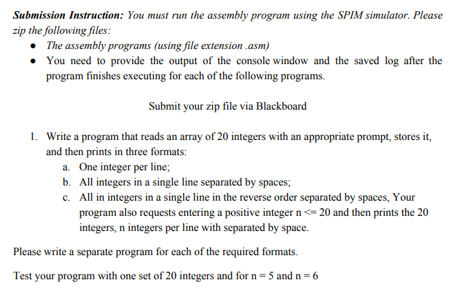 Solved Submission Instruction: You must run the assembly | Chegg.com