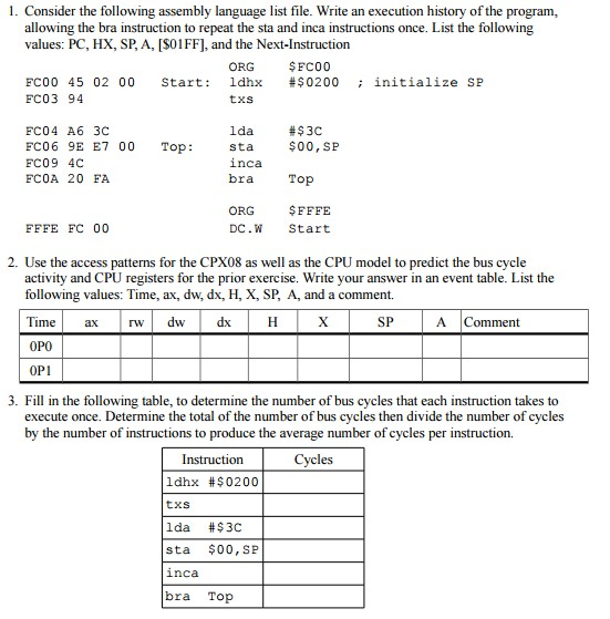 Consider the following assembly language list file. | Chegg.com