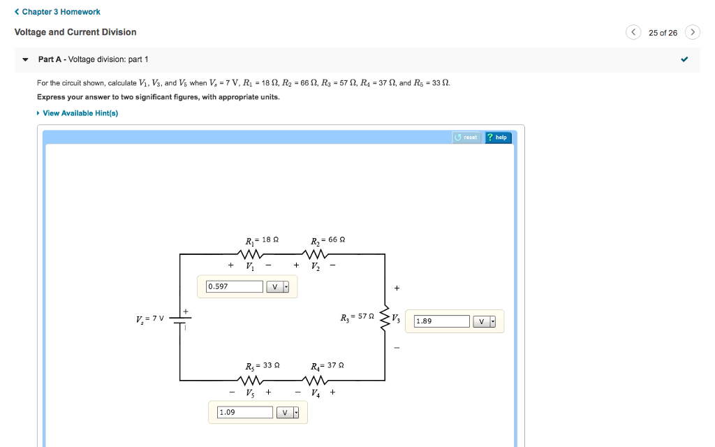 Solved a. For the circuit shown, calculate V1, V3, and V5 | Chegg.com
