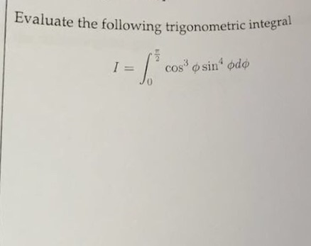 Solved Evaluate the following trigonometric integral | Chegg.com
