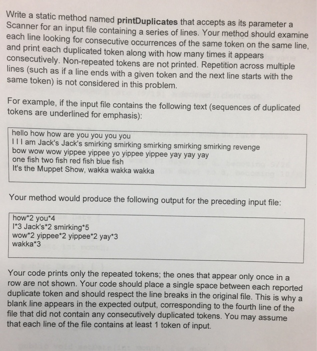 Solved Write A Static Method Named Printduplicates That