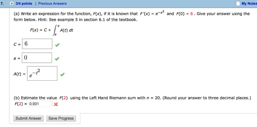 Solved 7. 3/4 points Previous Answers My Notes (a) Write an | Chegg.com Solved 7. 3/4 points Previous Answers My Notes (a) Write an | Chegg.com