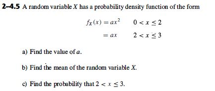 Solved A random variable X has a probability density | Chegg.com