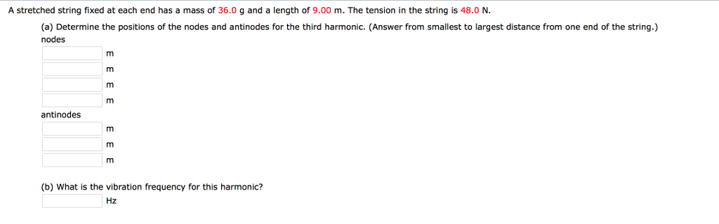 Solved A stretched string fixed at each end has a mass of | Chegg.com