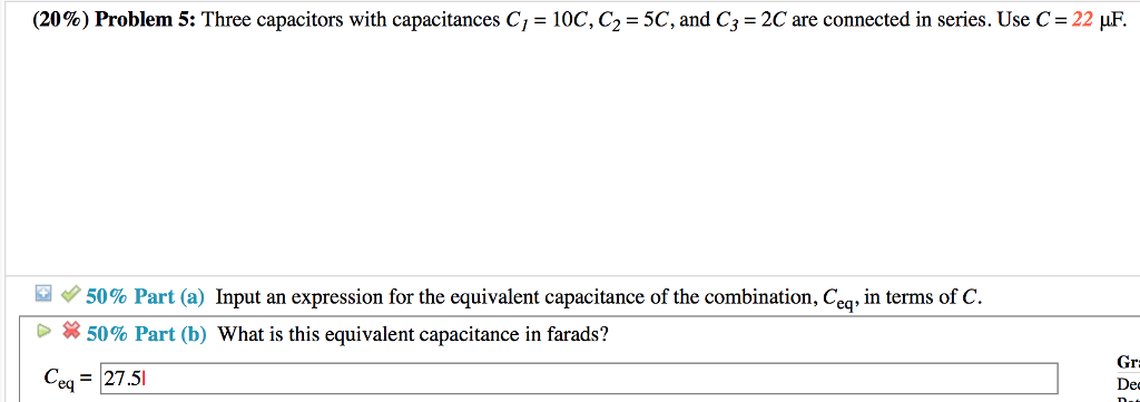 Solved (20%) Problem 5: Three capacitors with capacitances | Chegg.com