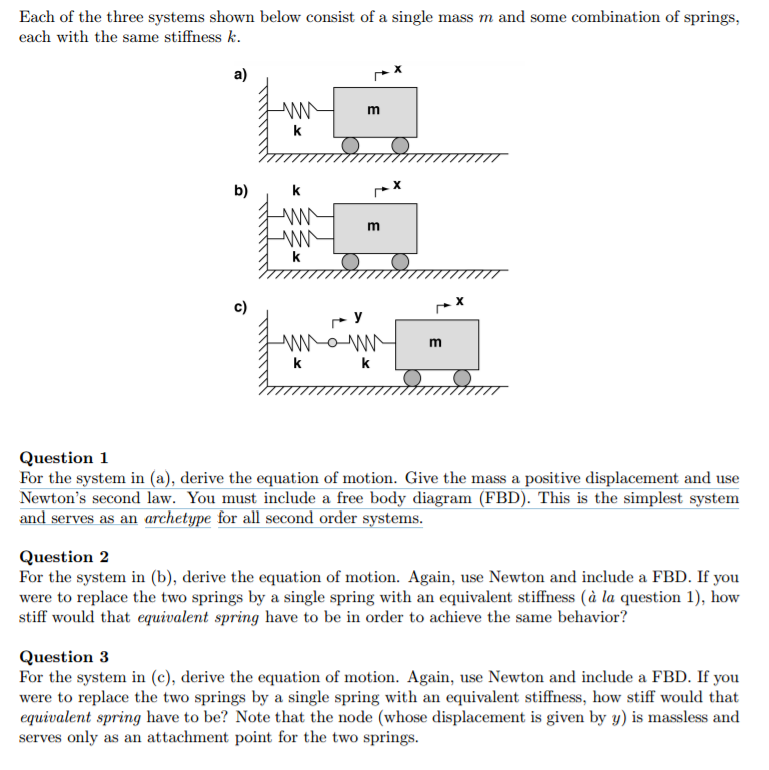 Solved Each of the three systems shown below consist of a | Chegg.com