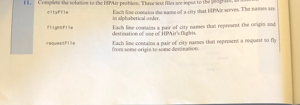 Solved 11. Complete the solution to the HPAir problem. Three | Chegg.com