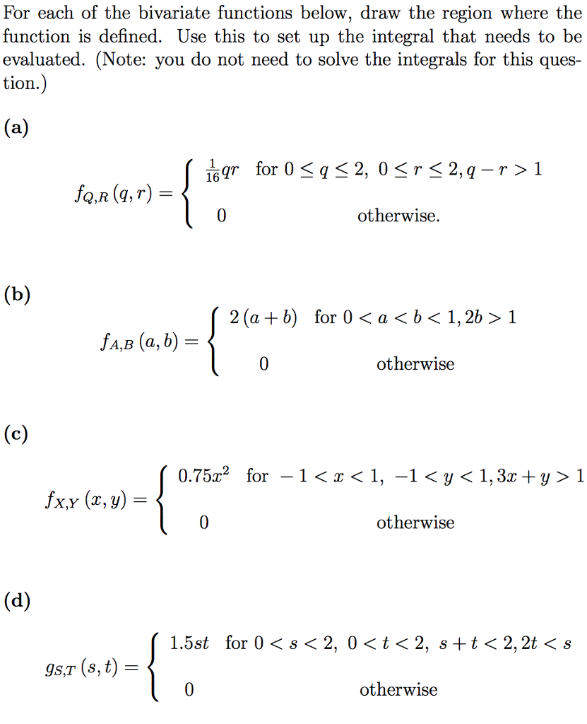 Solved For each of the bivariate functions below, draw the | Chegg.com