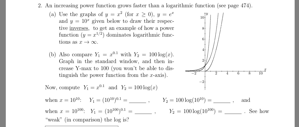 Solved An increasing power function grows faster than a | Chegg.com