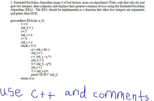 Solved Extended Euclidian Algorithm Page 4 Of Last Lecture