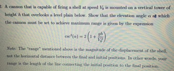 Solved A cannon that is capable of firing a shell at speed | Chegg.com