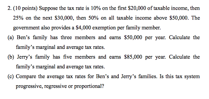 Solved Suppose the tax rate is 10% on the first $20,000 of | Chegg.com