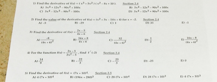 Solved Find The Derivative Of F X X 3 5x 2 X 2 8x