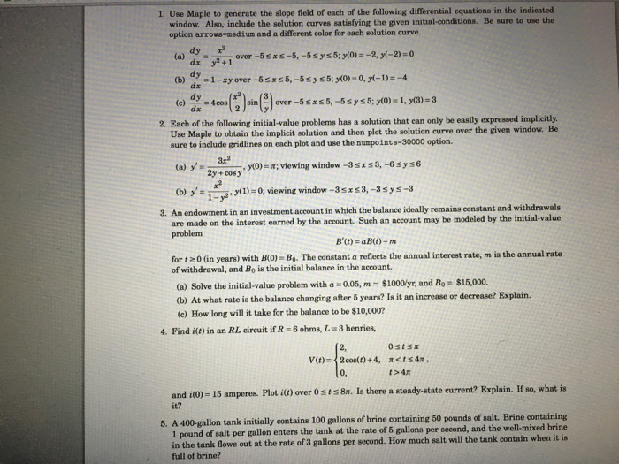 Solved Use Maple to generate the slope field of each of the | Chegg.com
