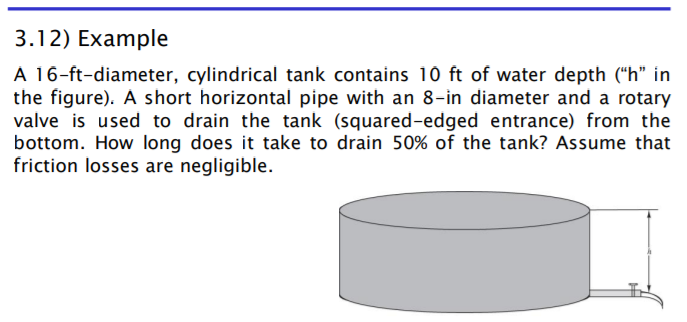 Solved 3.12) Example A 16-ft-diameter, cylindrical tank | Chegg.com