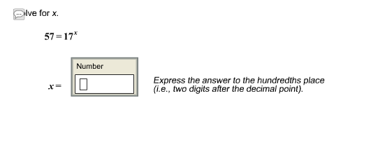 Solved Solve for x. 57 = 17^x | Chegg.com