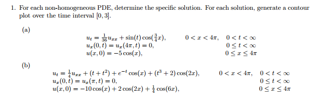 Solved For each non-homogeneous PDE, determine the specific | Chegg.com