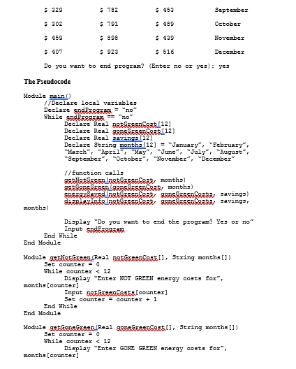 Solved Lab 7.5 -Programming Challenge1 Going Green Write the | Chegg.com