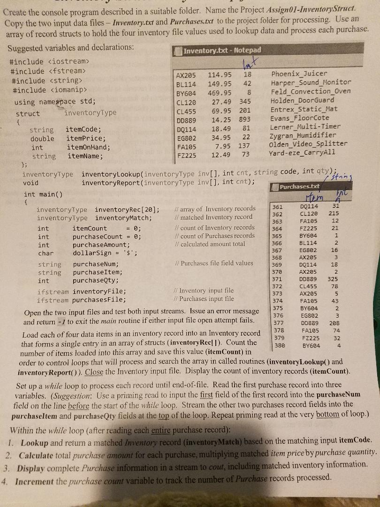 Solved Create the console program described in a suitable | Chegg.com