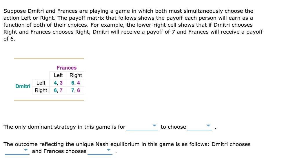 Solved Suppose Dmitri and Frances are playing a game in | Chegg.com