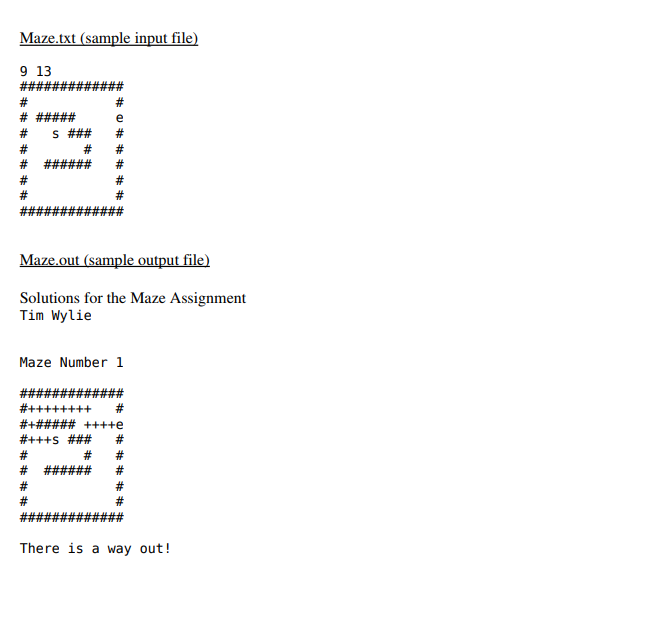 Solved Given an input maze and a starting location within | Chegg.com
